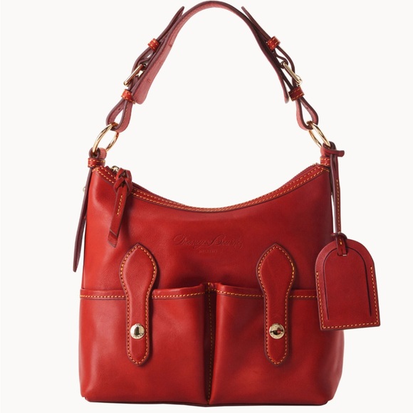 Dooney & Bourke | Bags | Dooney Bourke Florentine Leather Lucy Hobo Red ...